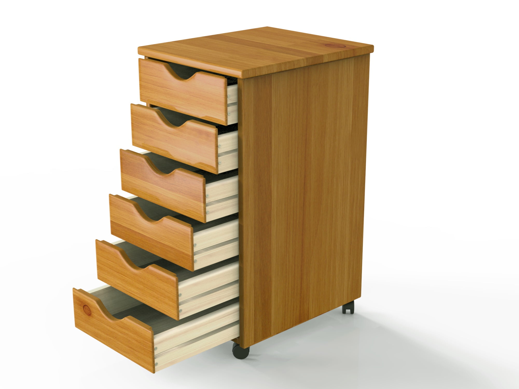 Adeptus Wooden Office Cabinet, 6-Drawer Roll Cart, Solid Medium Pine ...