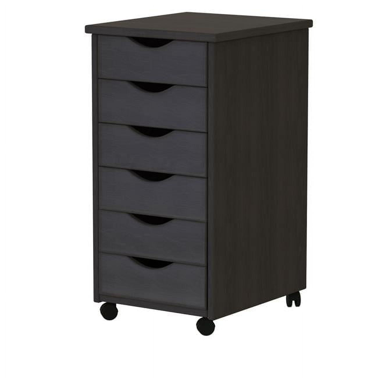 Adeptus Solid Wood 6 Drawer Roll Cart - Black - Walmart.com