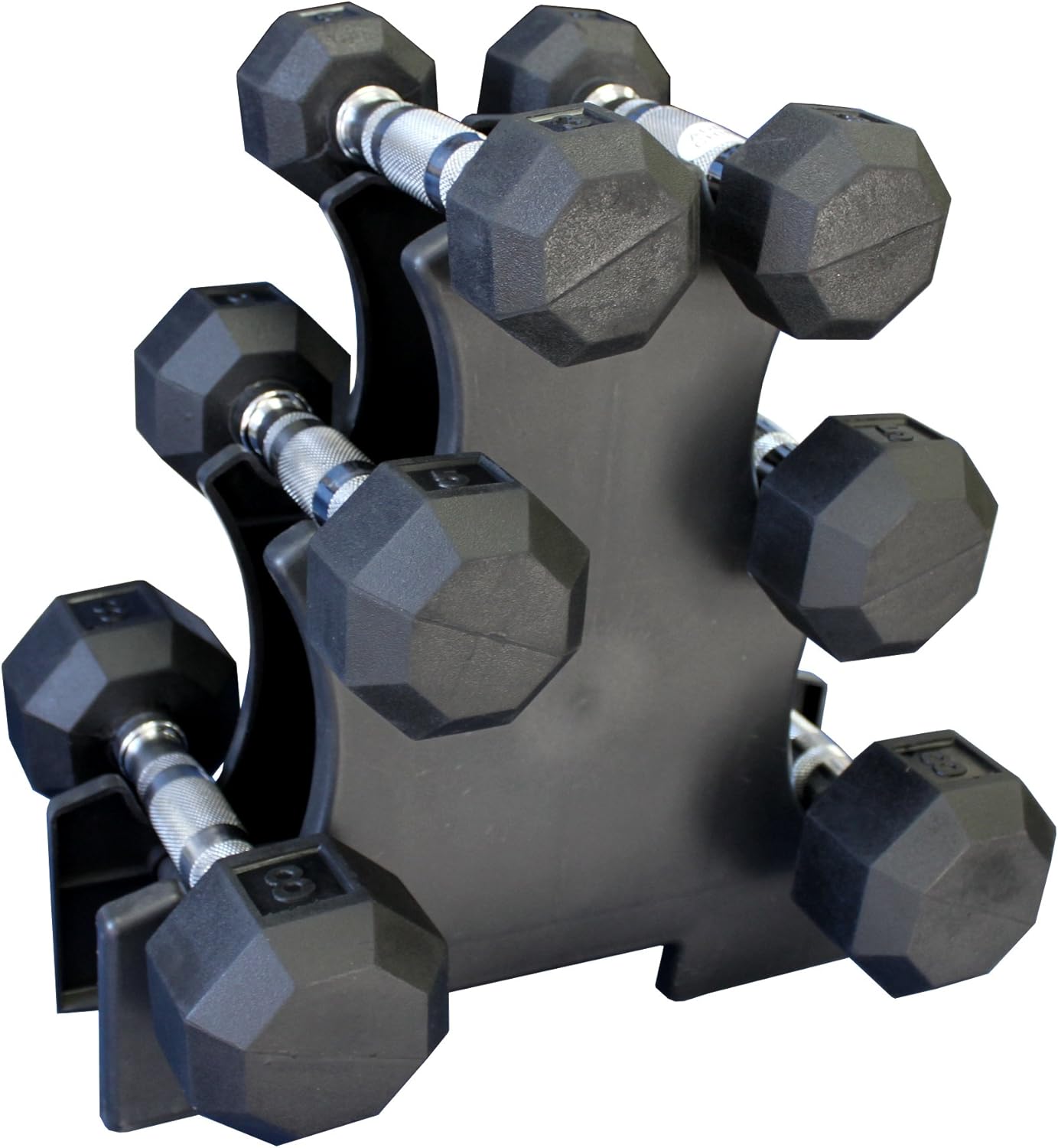 Ader Black Octagon Rubber Dumbbell Set with Rack - Walmart.com