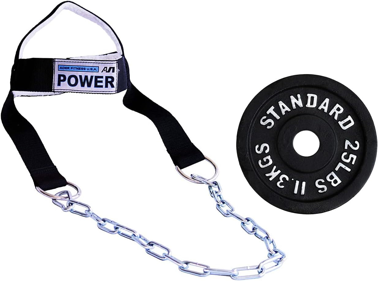 Ader Head Neck Harness Set w/ 25lb Plate for Weight Training - Neck ...