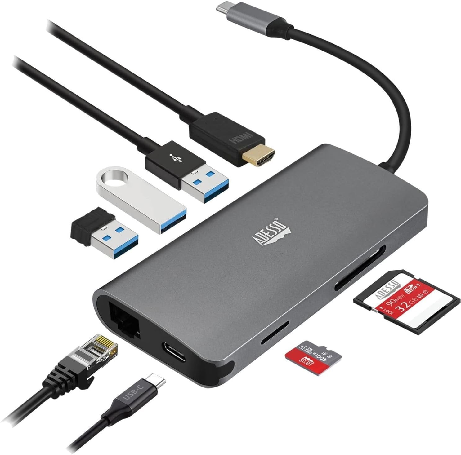 Adesso USB C Docking Station Multiport Adapter Type C Hub HDMI Support ...