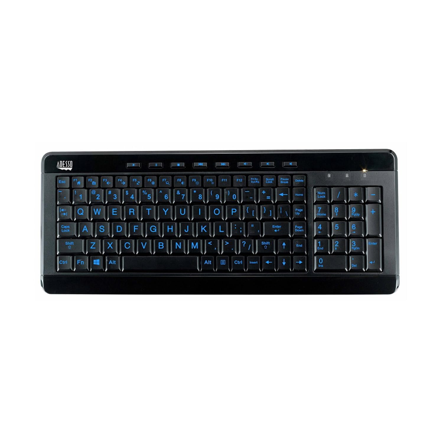 Adesso AKB-120EB 3-Color Illuminated Compact Multimedia Keyboard with ...