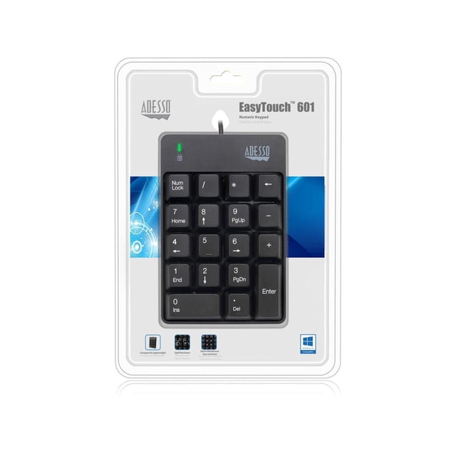 Adesso AKB-601UB - USB Spill Resistant 18-Key Numeric Keypad - Walmart.com