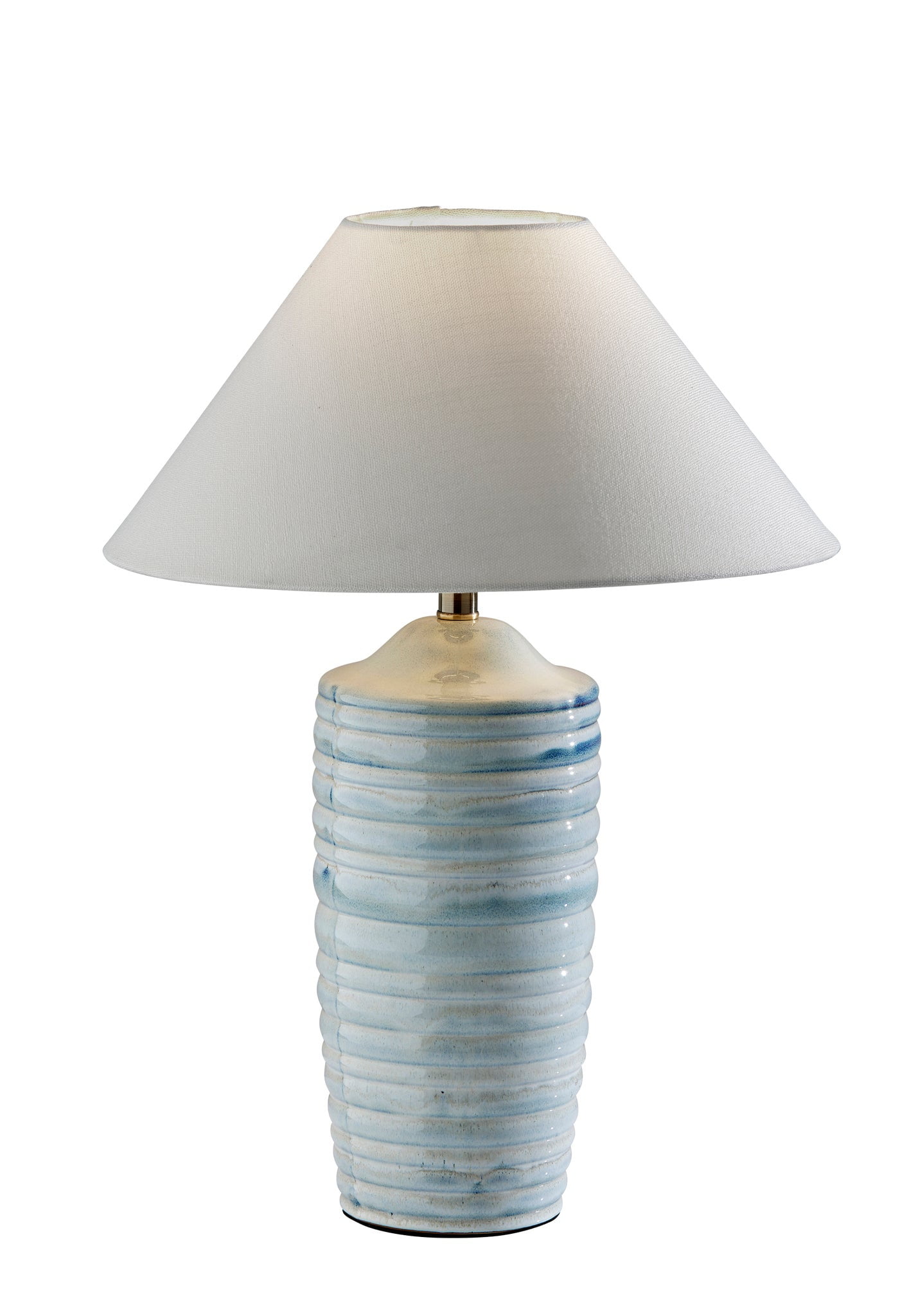 Adesso Catalina 25" 1-Light Light Blue Ribbed Table Lamp with Off-White ...