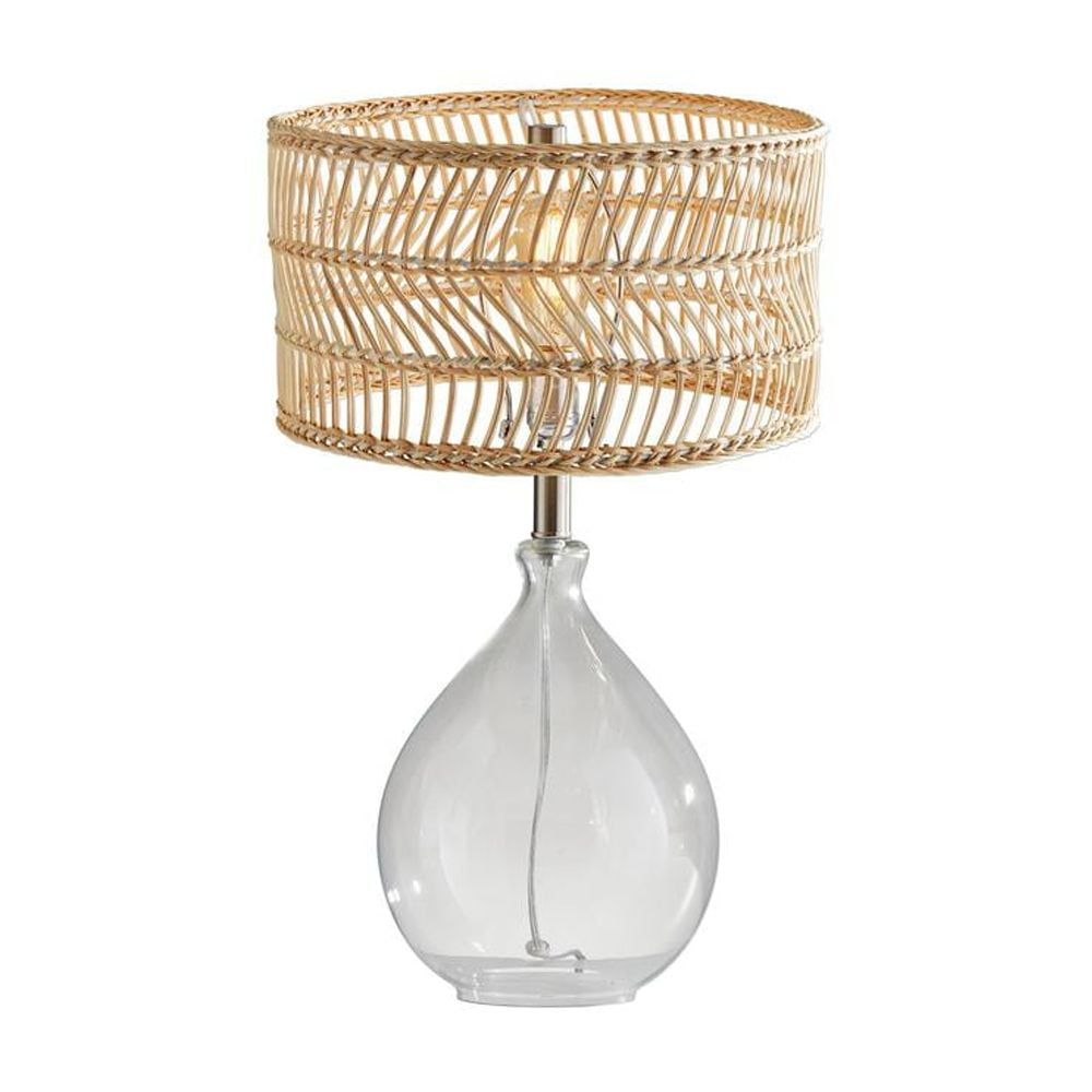 Adesso Cuba Teardrop Table Lamp, Clear Glass with Brushed Steel Accents ...