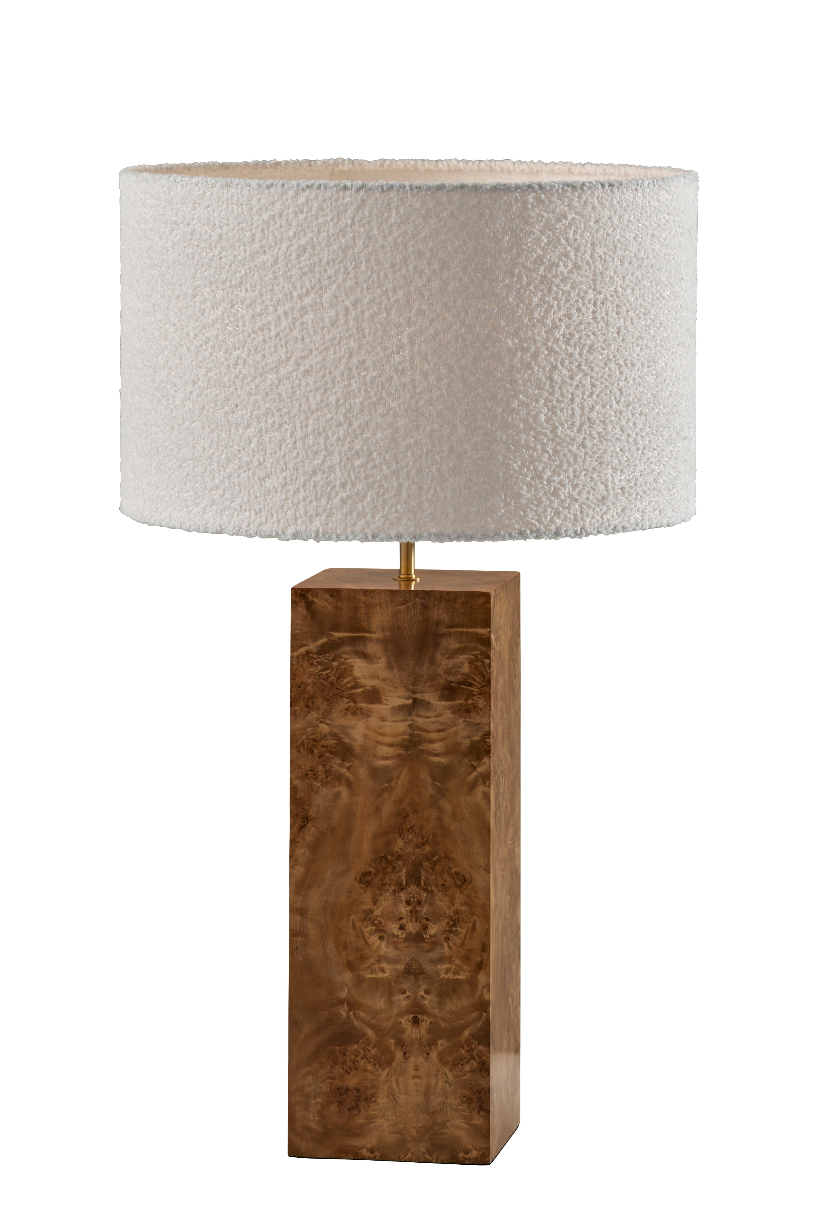 Adesso Frederick 28.5" 1-Light Burled Wood & Brass Table Lamp with ...