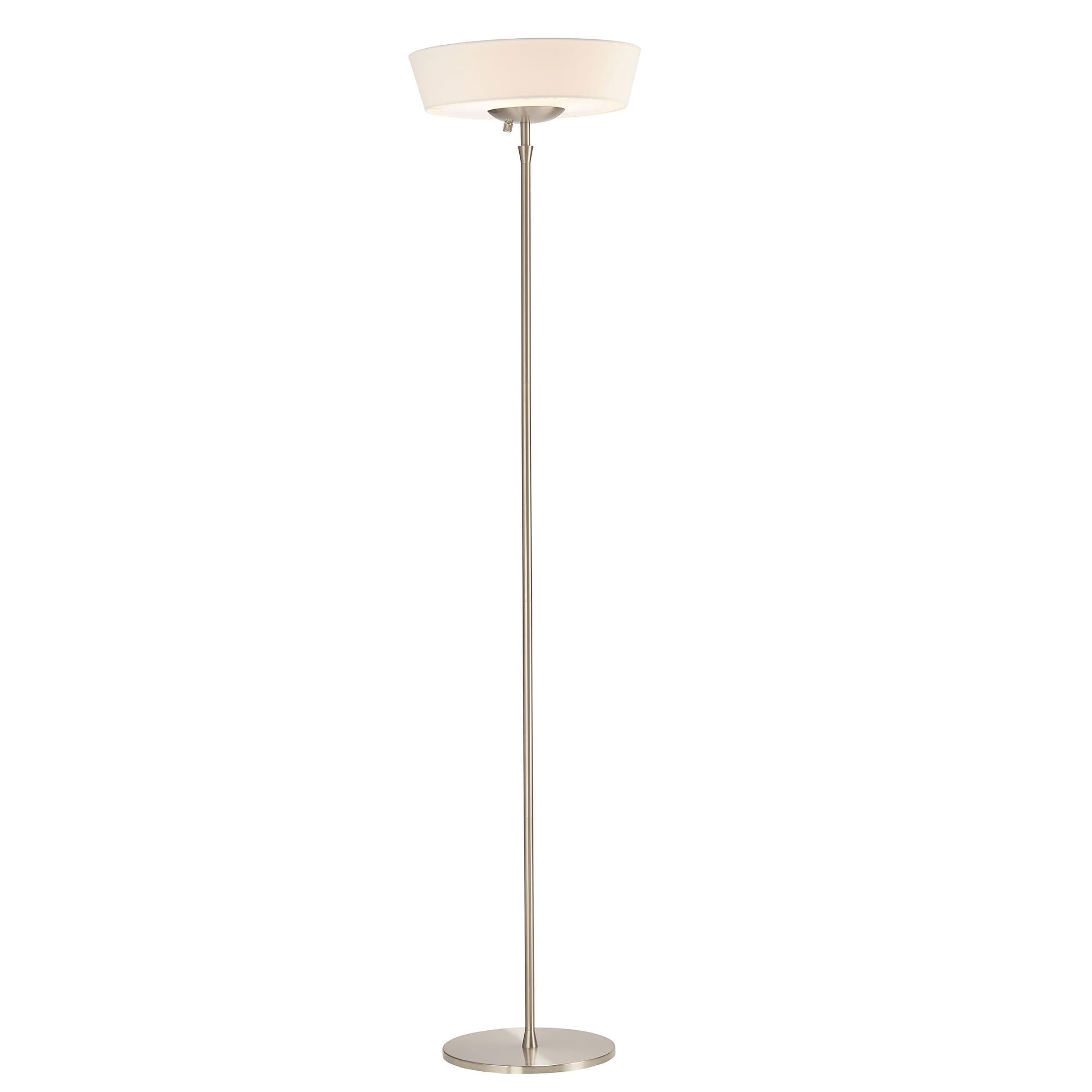 Adesso® Harper 300W Torchiere Floor Lamp, 71"H, White Shade/Steel Base ...