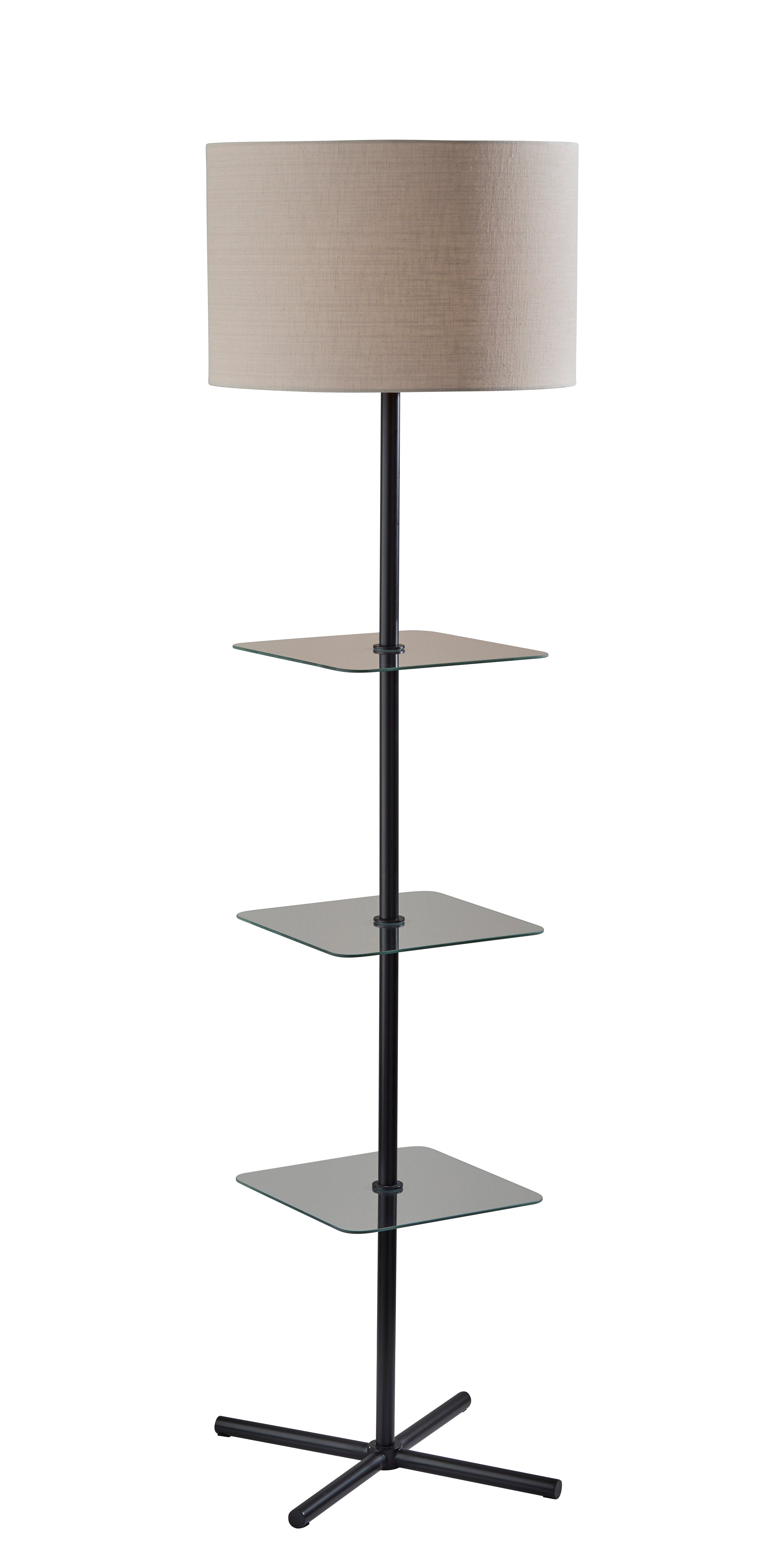 Adesso Imogen 67.13" 3 Shelf 3-Way Switch Floor Lamp with Linen Texture ...
