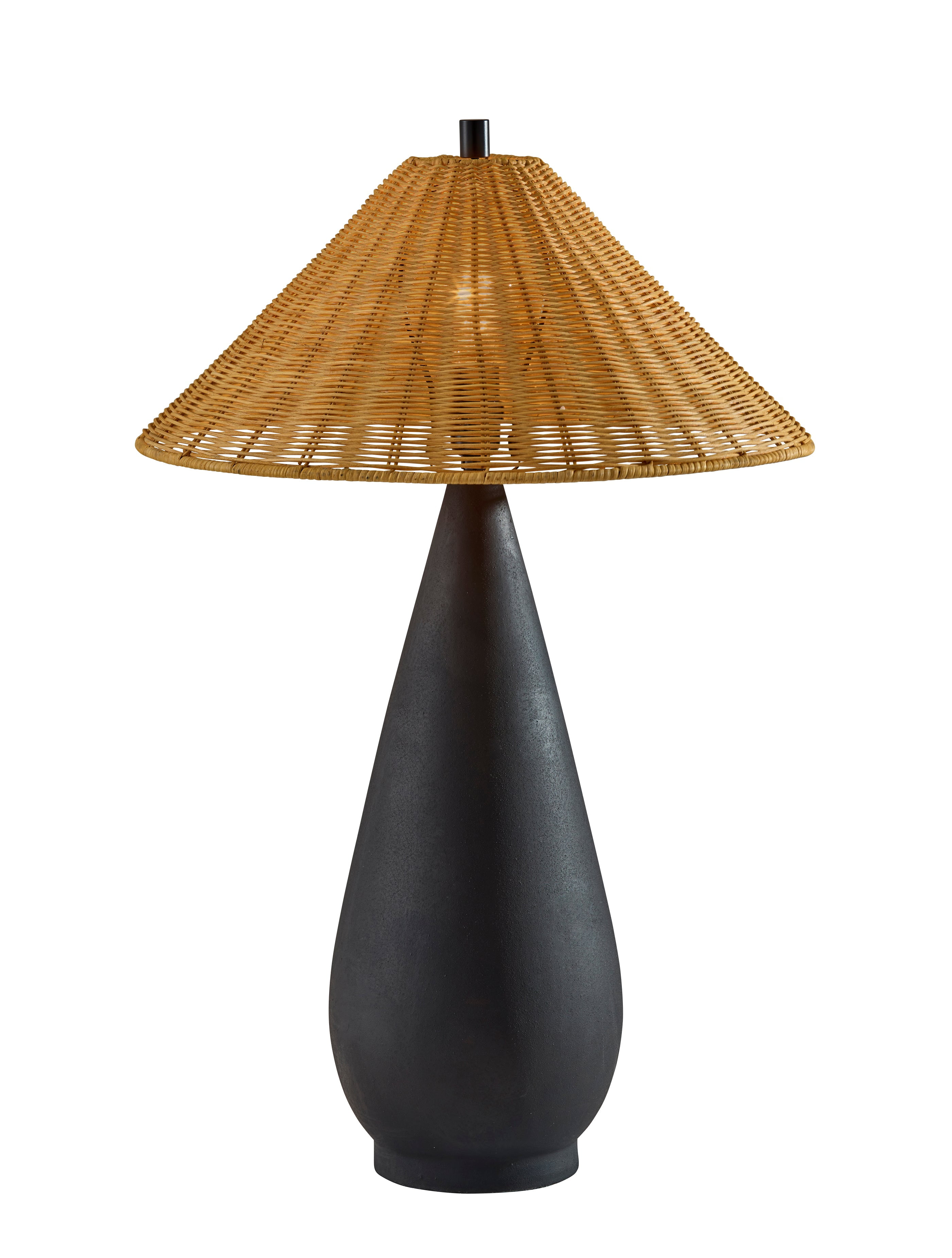 Adesso Lorelei 28" 1-Light Table Lamp with Brown Rattan Tapered Shade ...