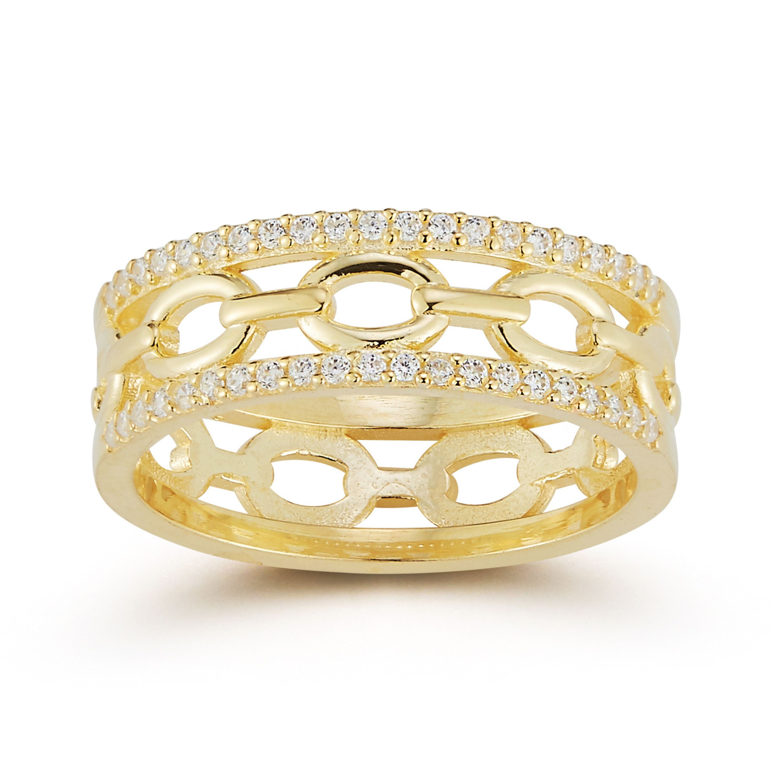 Adesso Milano Jewelry Sterling Silver Stacked Cubic Zirconia Curb Chain ...