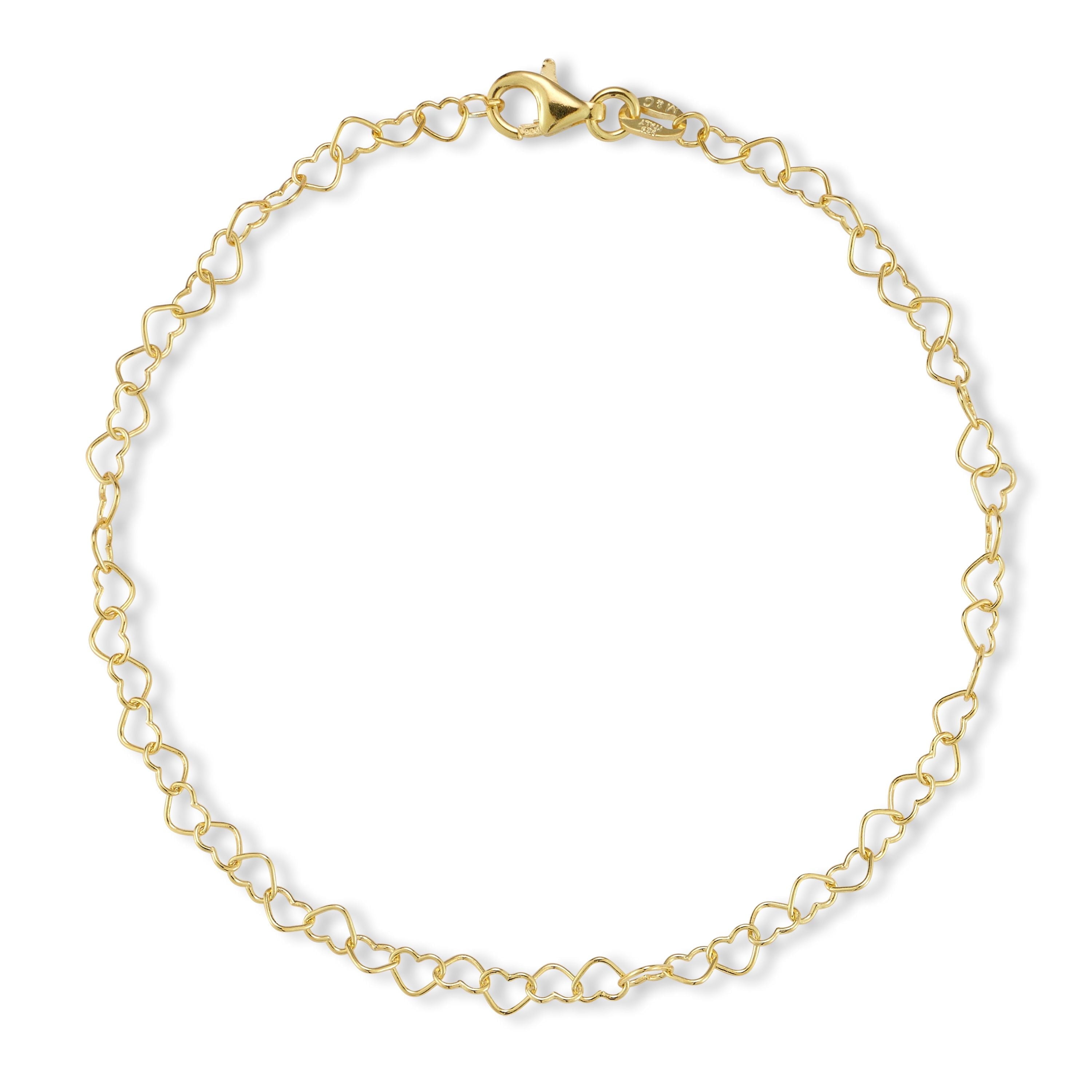 Adesso Milano Jewelry Italian Sterling Silver Heart Link Chain Anklet ...