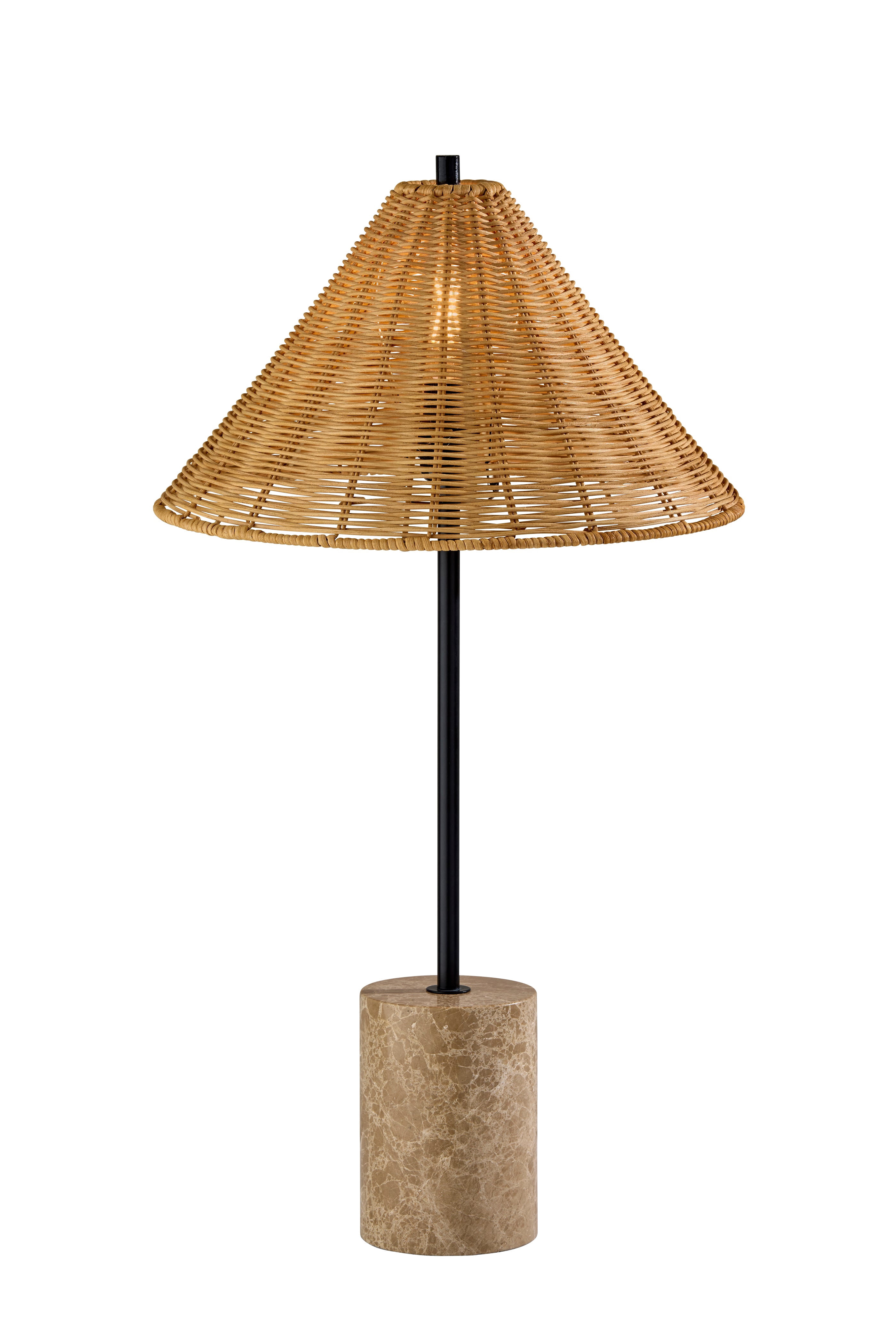 Adesso Rayne 27" Boho Brown Marble & Black Table Lamp with Natural ...