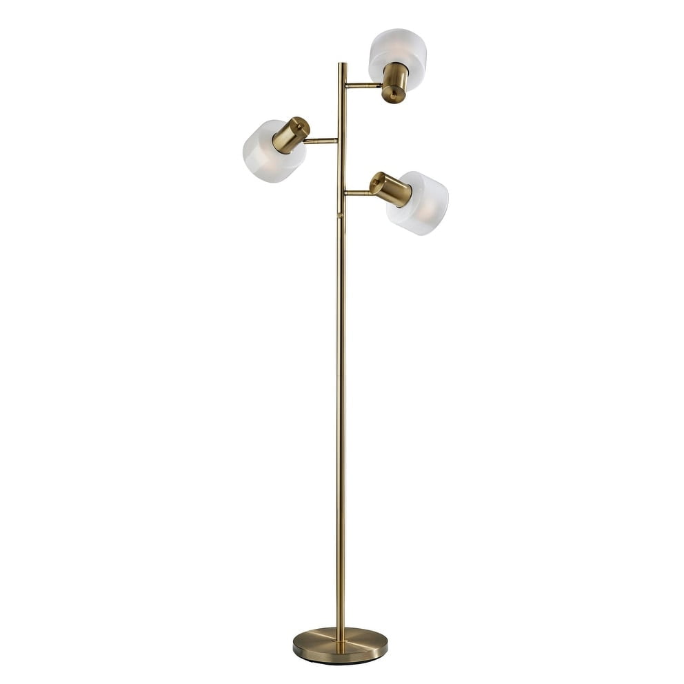 Adesso Rhodes 67.5" 3-Light Adjustable Shade Antique Brass Tree Floor ...
