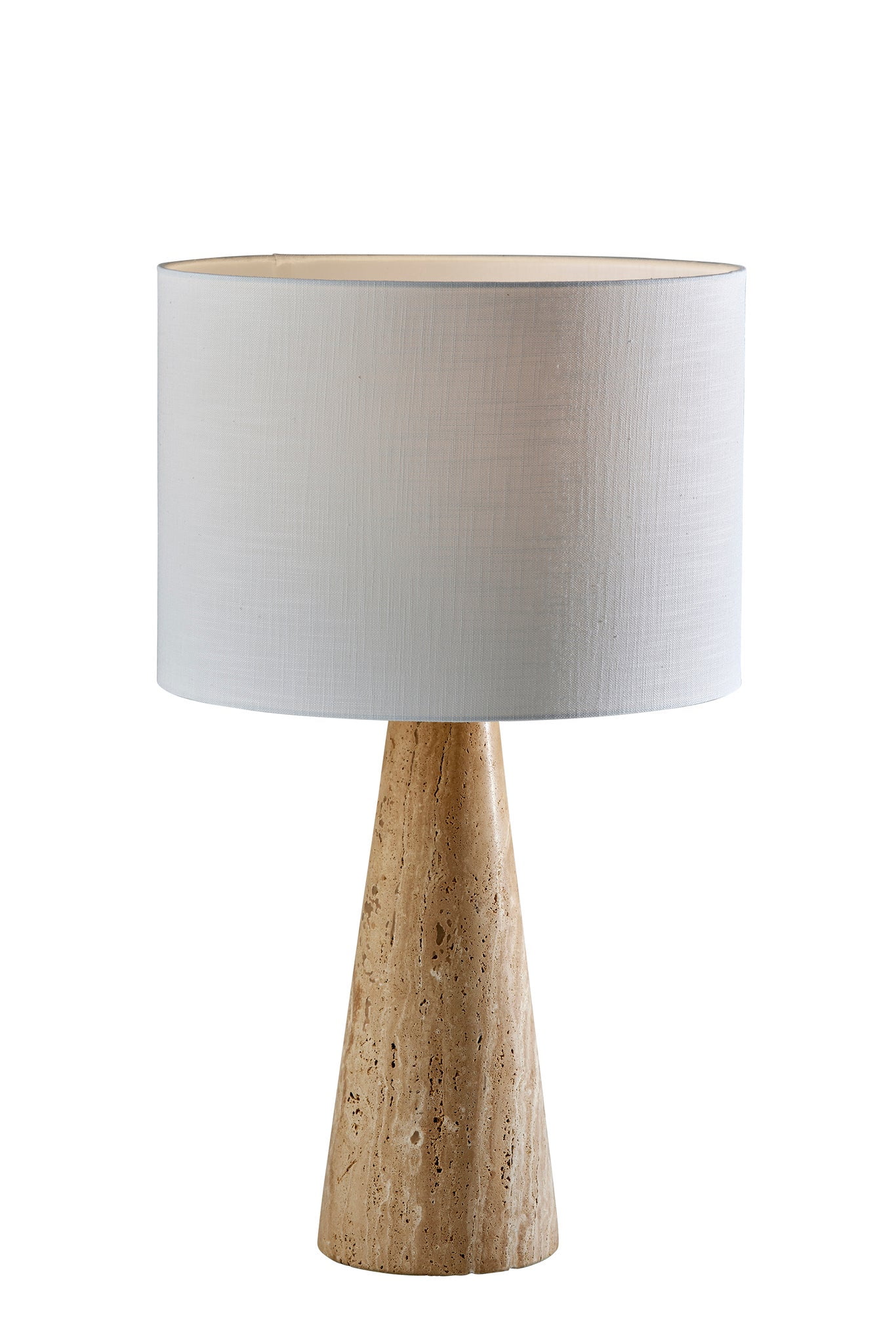 Adesso Travis 25.5" 3-Way Travertine Table Lamp with White Textured ...