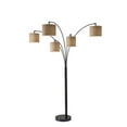 Adesso Trinity 5-Arm Arc Lamp Antique Bronze and Burlap Fabric Shade ...