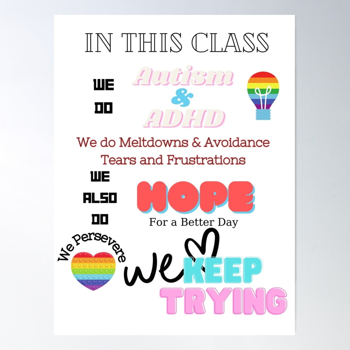 Adhd And Autism Classroom Welcome Poster Wall Art, Modern Wall Decor ...