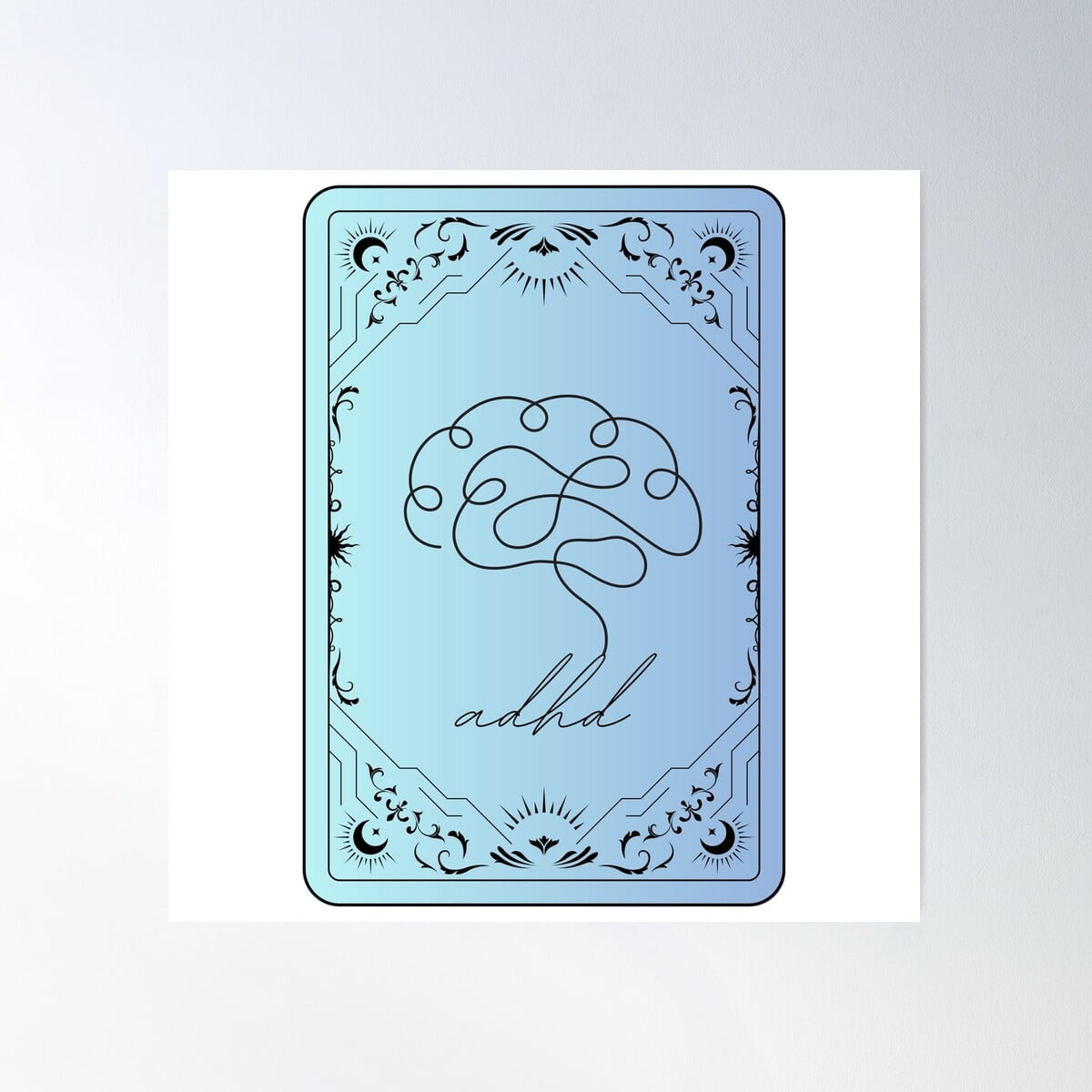 Adhd Brain Tarot Card Poster Wall Art, Modern Wall Decor For Living ...