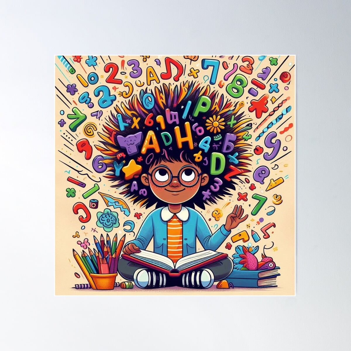 Adhd Childs Brain Poster Wall Art, Modern Wall Decor For Living Room ...