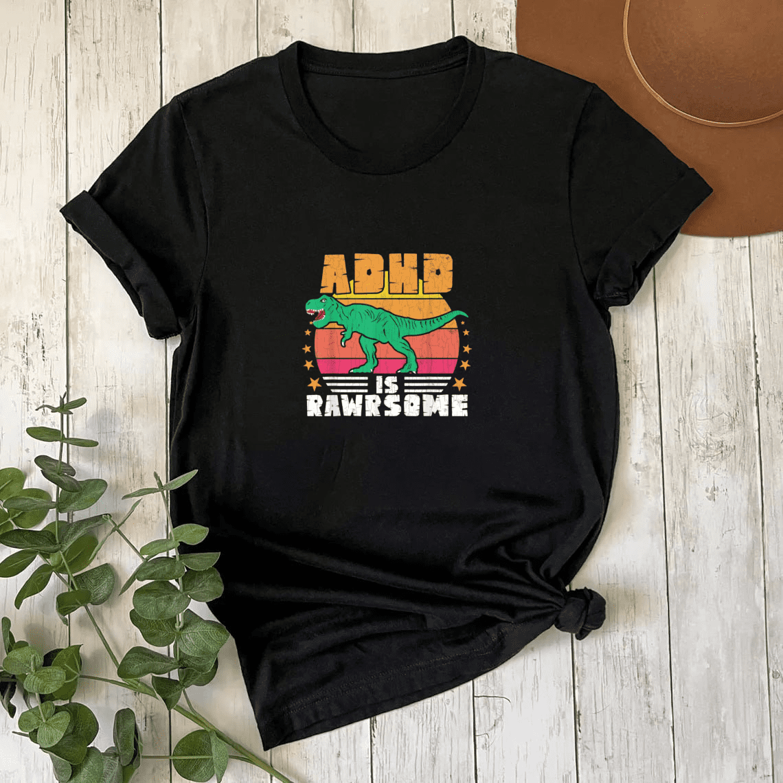Adhd Is Rawrsome Orange Ribbon Awareness Tee Unisex T-Shirt, S-5XL ...