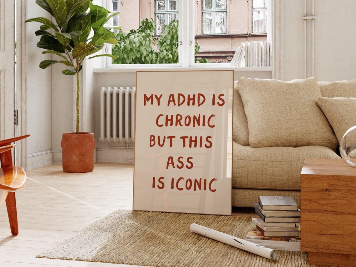 Adhd Print Funny Neurodivergent Wall Art Adhd Gifts Minimalist Poster ...