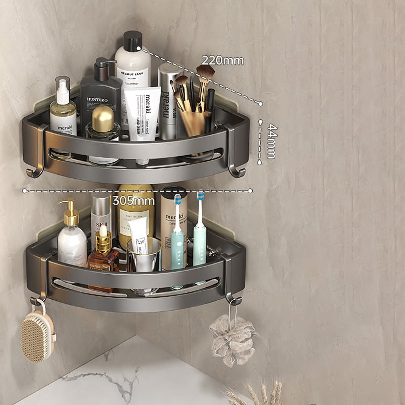 Adhensive Bathroom Shampoo Holder Shower Caddy Shelve Storage Organizer ...