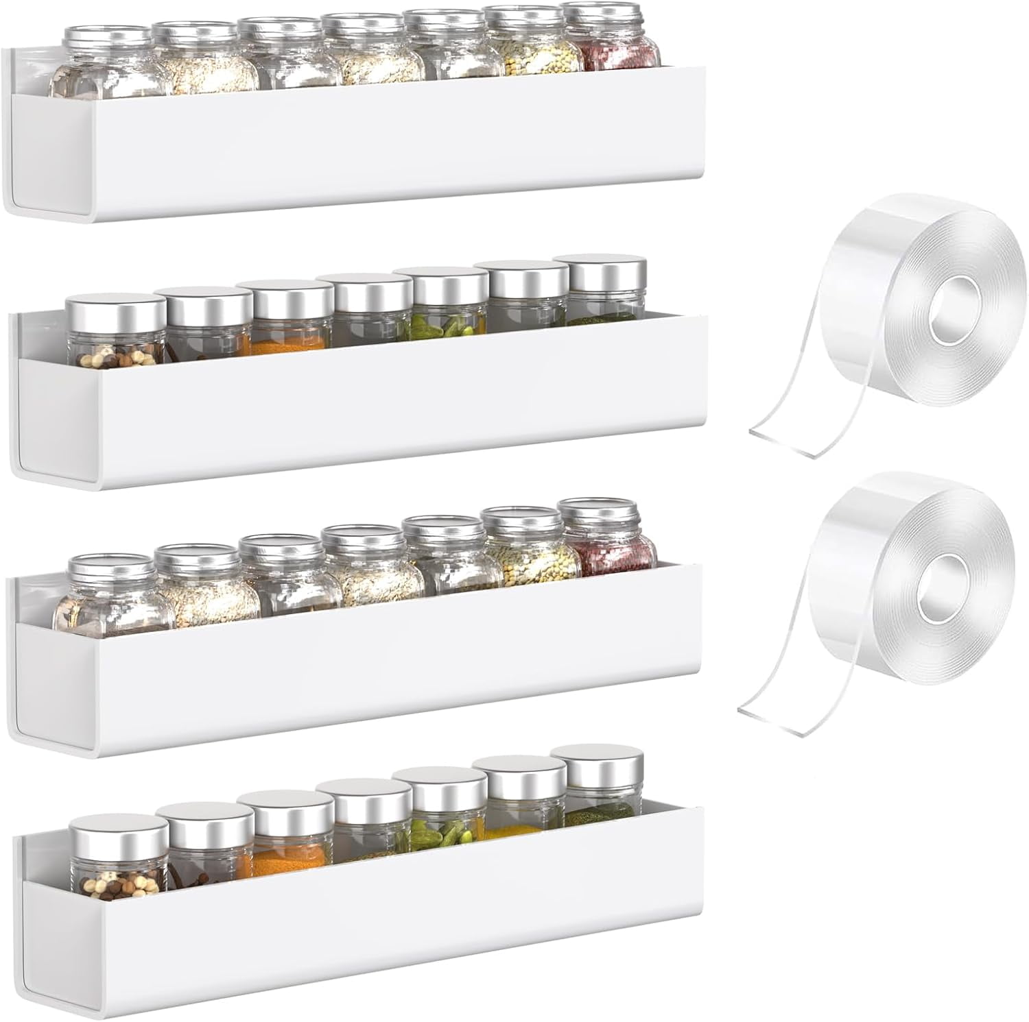 Adhesive Acrylic Spice Rack Organizer for Wall with 2 Nano Double Sided ...