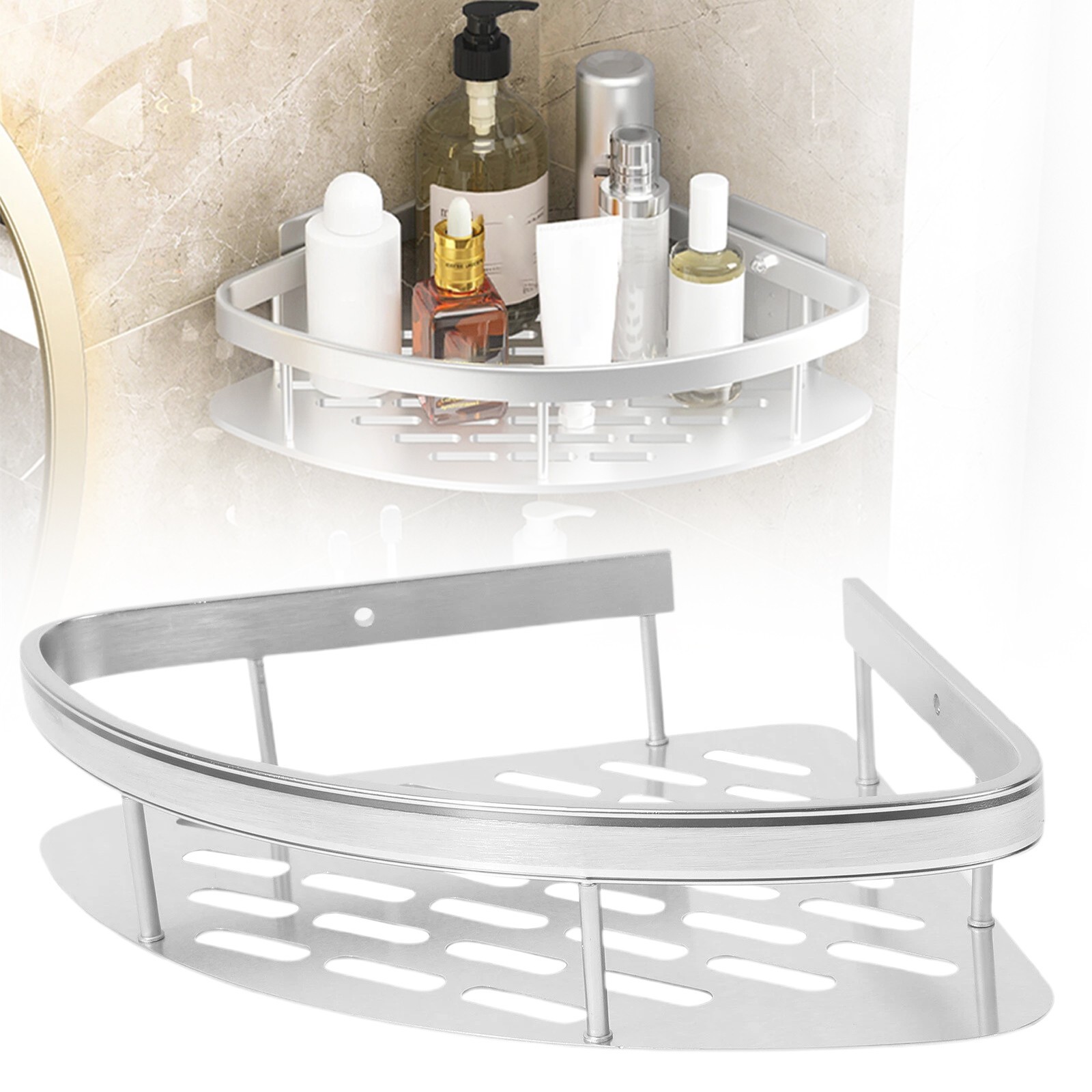Adhesive Anti-Rust Shower Holder - Rustproof Shower Corner Caddy ...