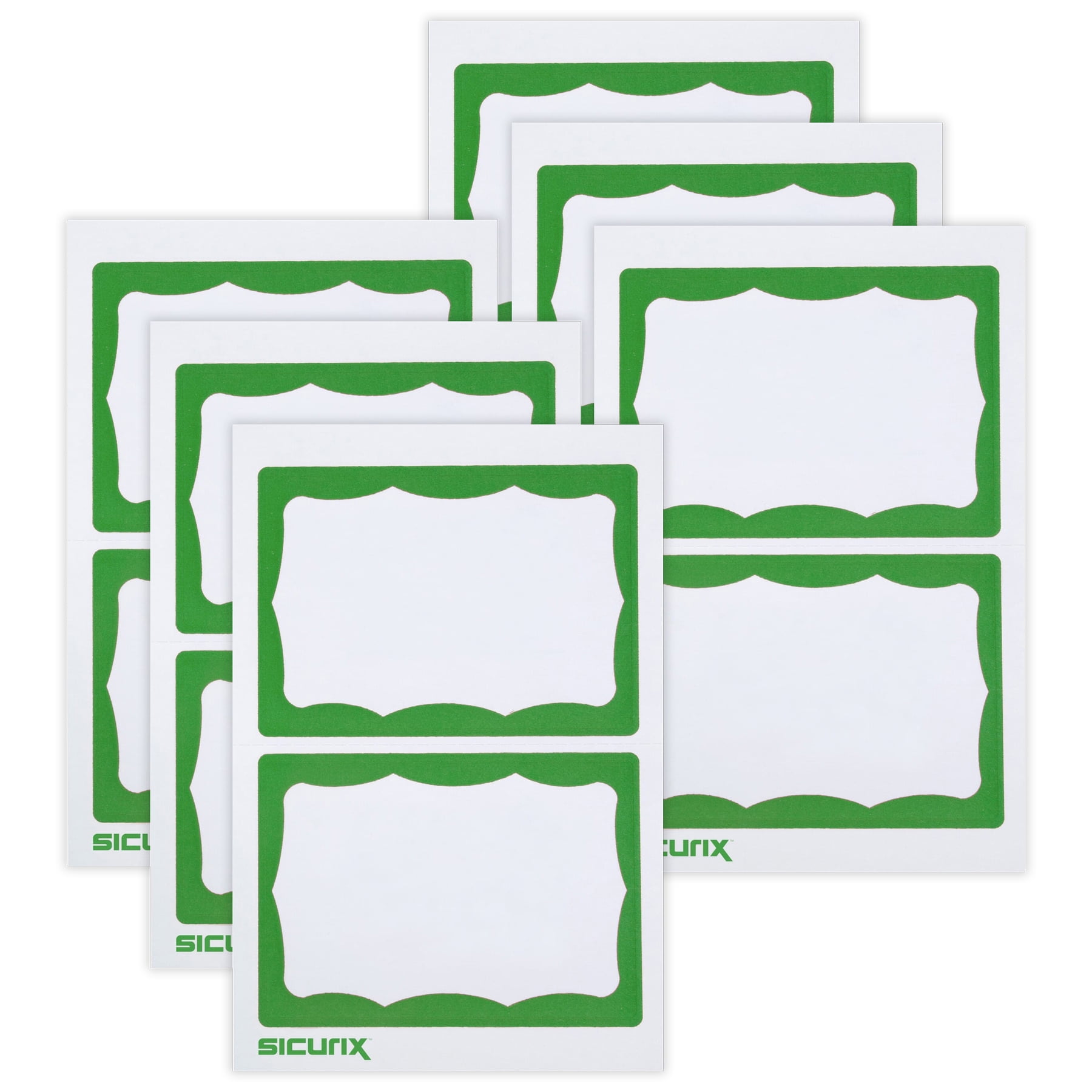 SICURIX Adhesive Badges, Green Border, 100 Per Pack, 6 Packs - Walmart.com