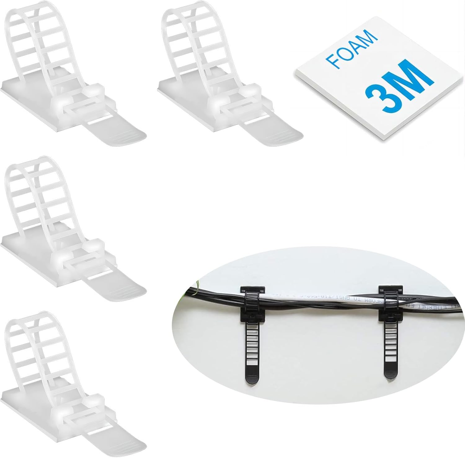 Adhesive Cable Clips,3M Cord Ties Cable Clip Desk Wire Management ...