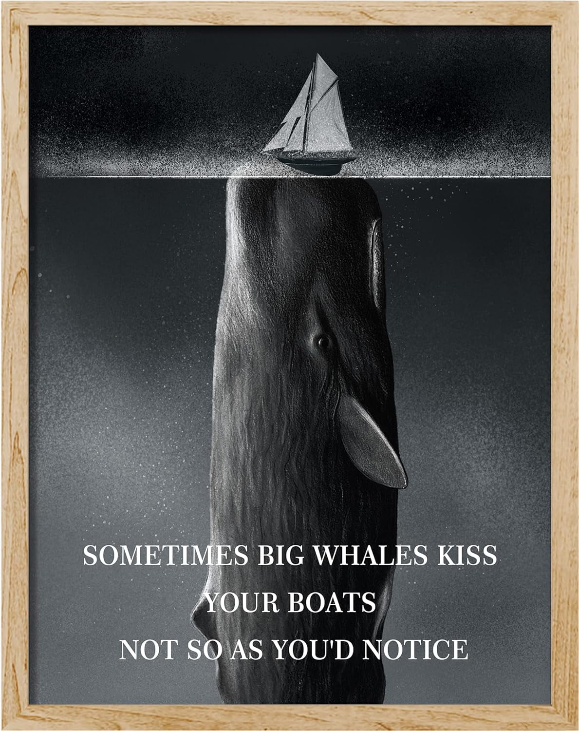 Adhesive Canvas Poster Whale Kissing The Boat, Dark Magnificent Sea ...
