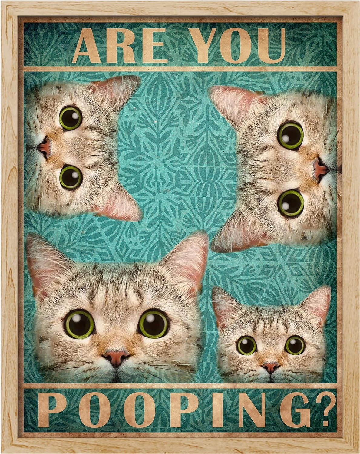 Adhesive Canvas Poster are You Pooping, Funny Sneaky Tabby Cat, Peeking ...