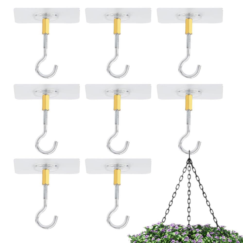 Adhesive Ceiling Hooks 8PCS Ceiling Hanger Hooks Eye Hooks for ...