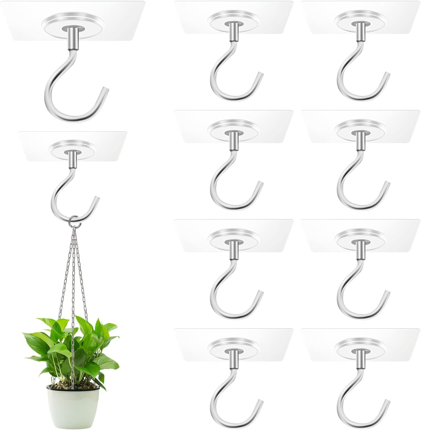 Adhesive Cg Hooks，10 Pack No Drill Cg Hanging Hook for Hanging Plants ...