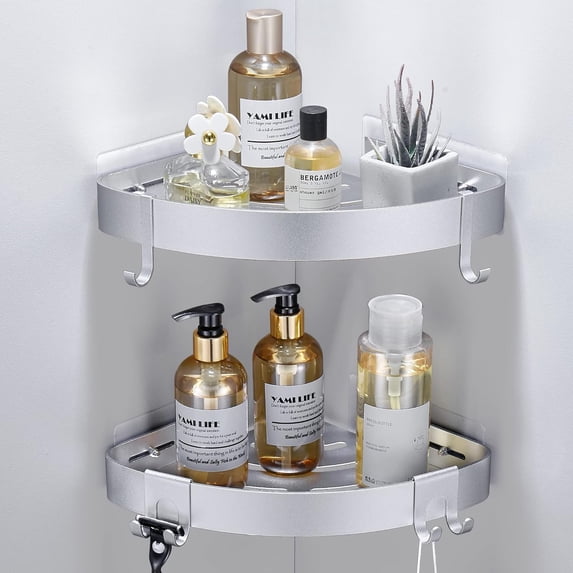 Adhesive Corner Shower with Hooks,Bathroom Shower Organizer, No ...