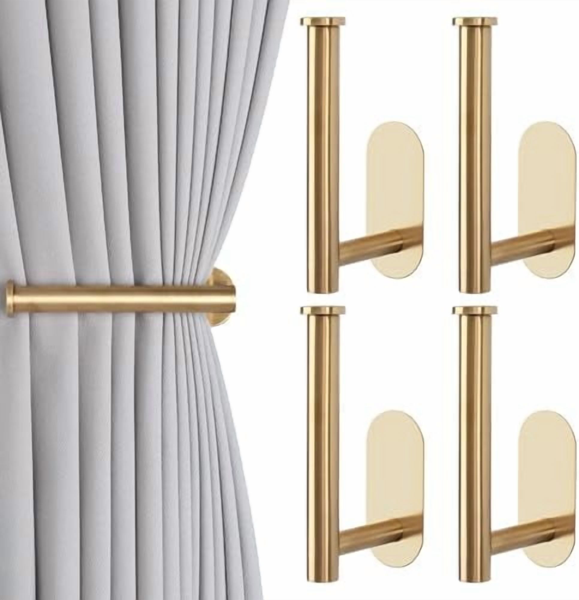 Adhesive Curtain Holdbacks - 4 Pack No Drill Tie Backs Hooks for Drapes ...