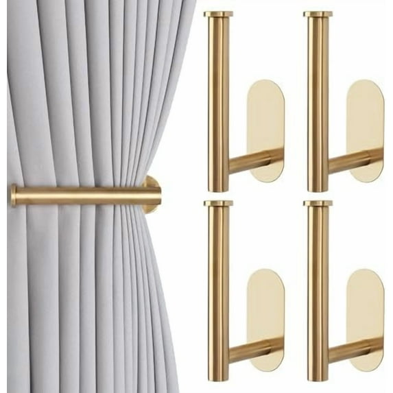 Adhesive Curtain Holdbacks - 4 Pack No Drill Tie Backs Hooks for Drapes ...