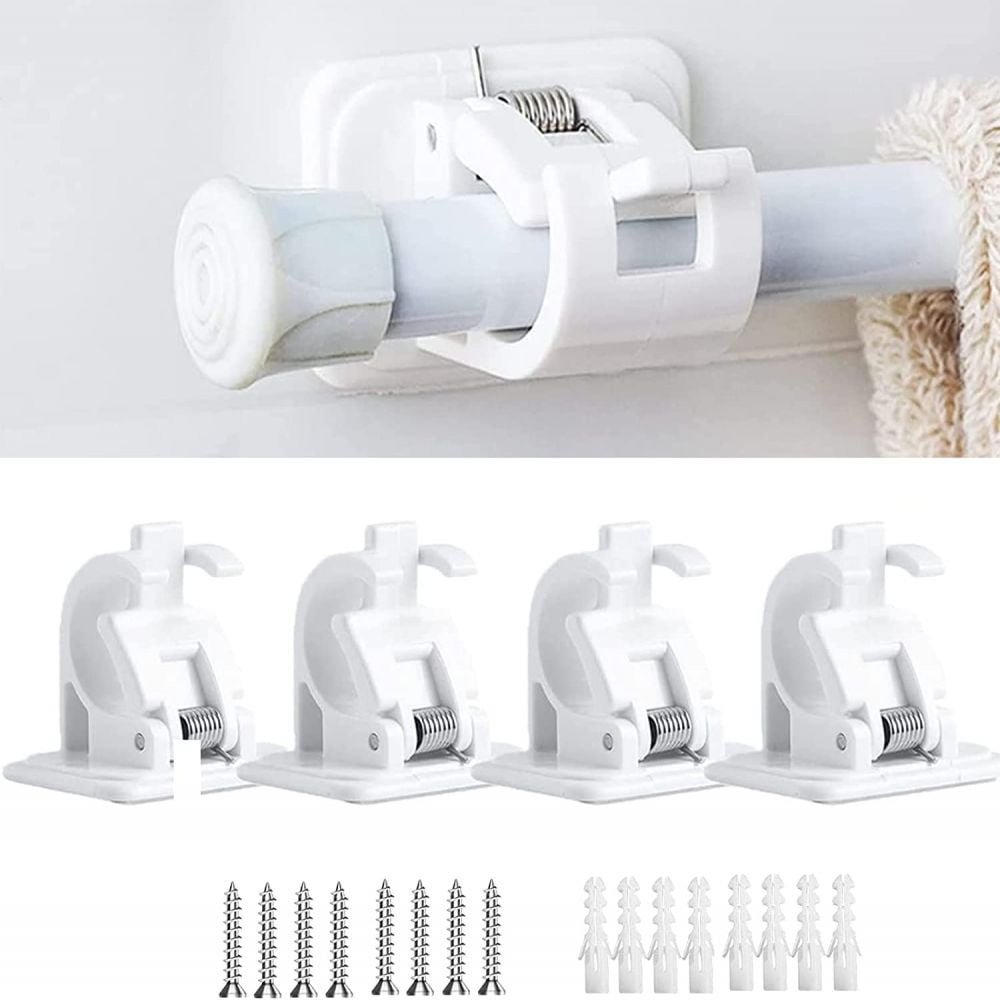 Nail Free Curtain Rod Holders, Self-Adhesive Curtain Rod Mount, Easy ...