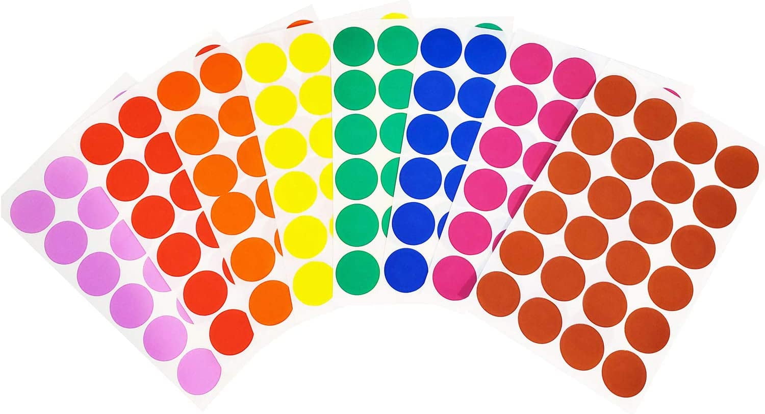 Adhesive Dot Stickers (1 Inch) - 768 Pack – Color Coded Circle Labels ...