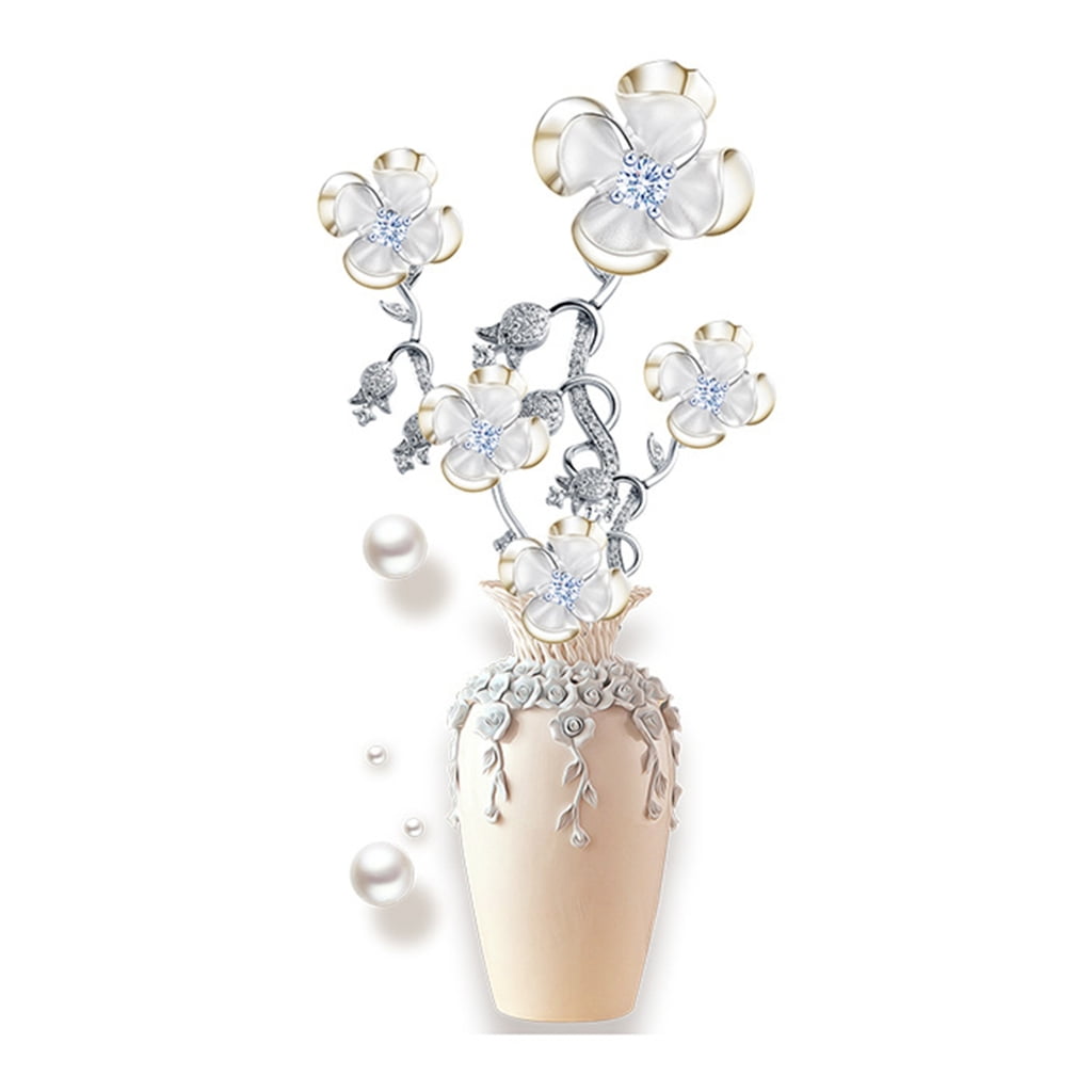 Adhesive Elegant 3D Flower Vase Wall Decal PVC Sticker For Home Decors ...