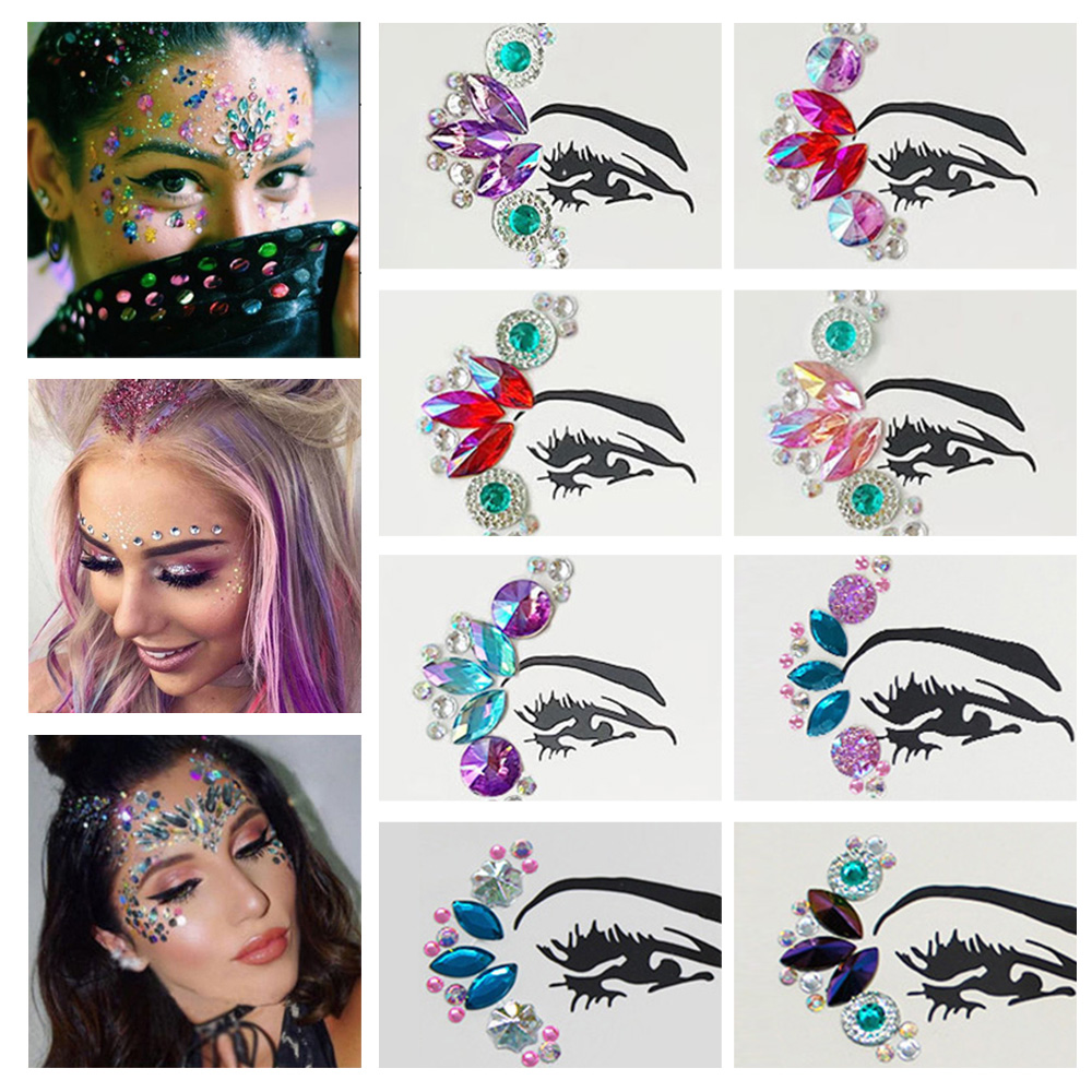 Adhesive Face Gems Rhinestone Temporary Tattoo Jewels Festival Party