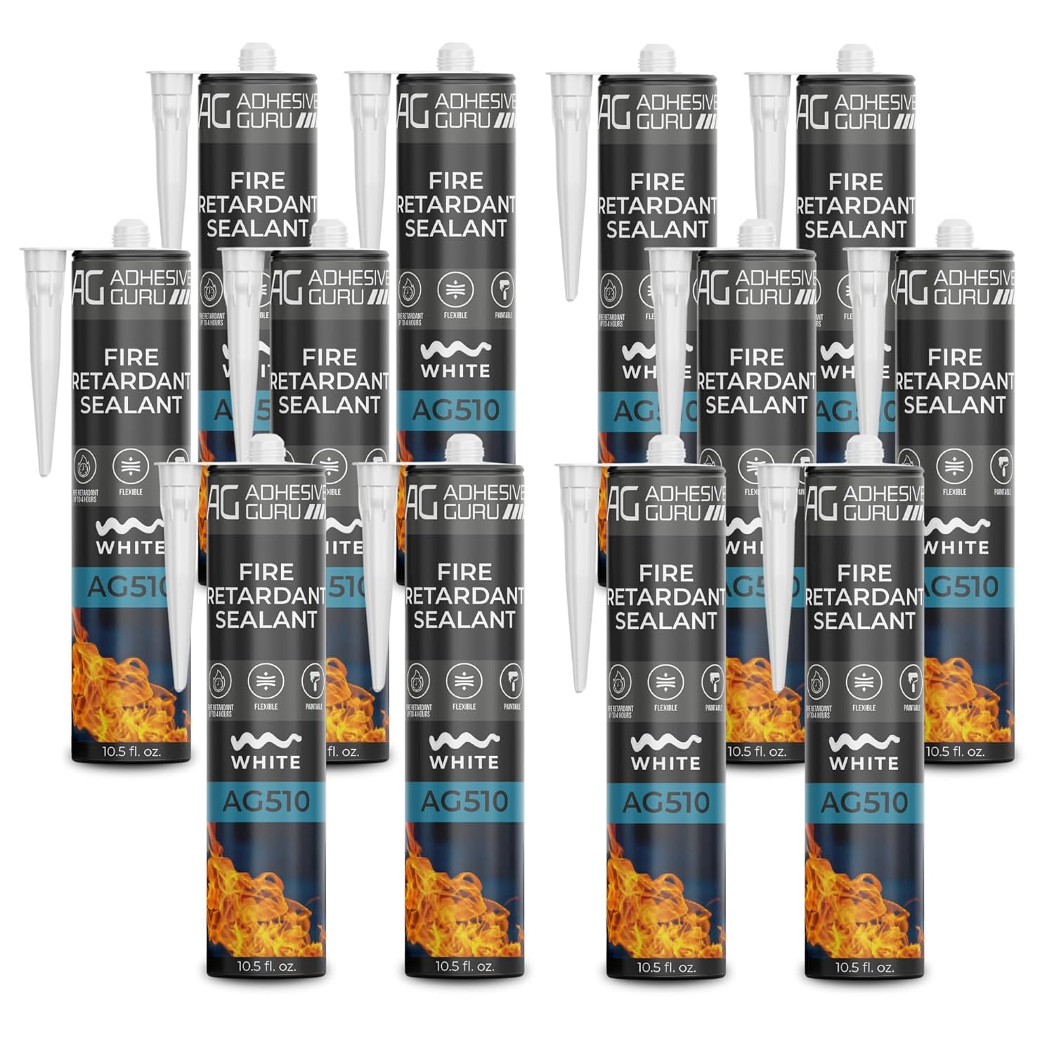 Adhesive Guru AG510 - Fire Retardant Sealant (12x10.5 fl oz), Non ...