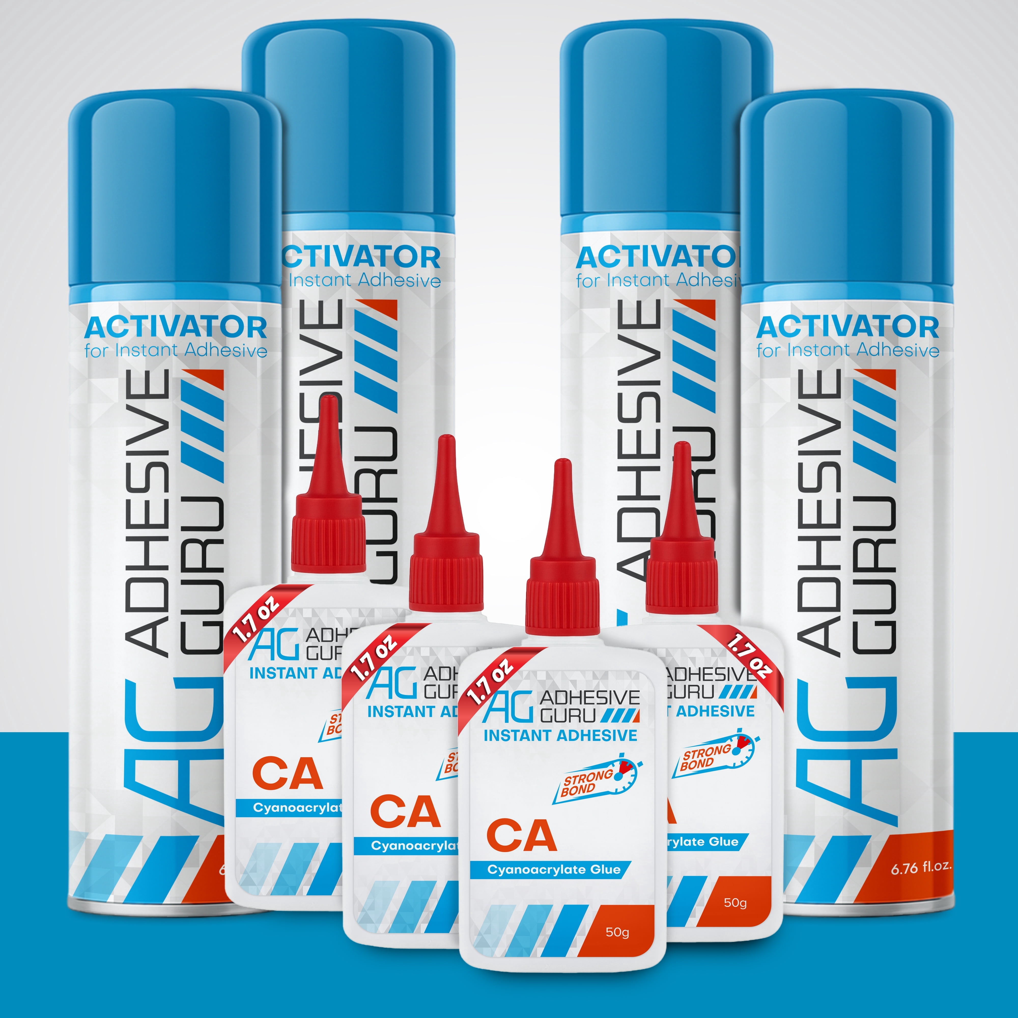 Adhesive Guru Professional CA Glue and Activator 4-Pack, Industrial ...