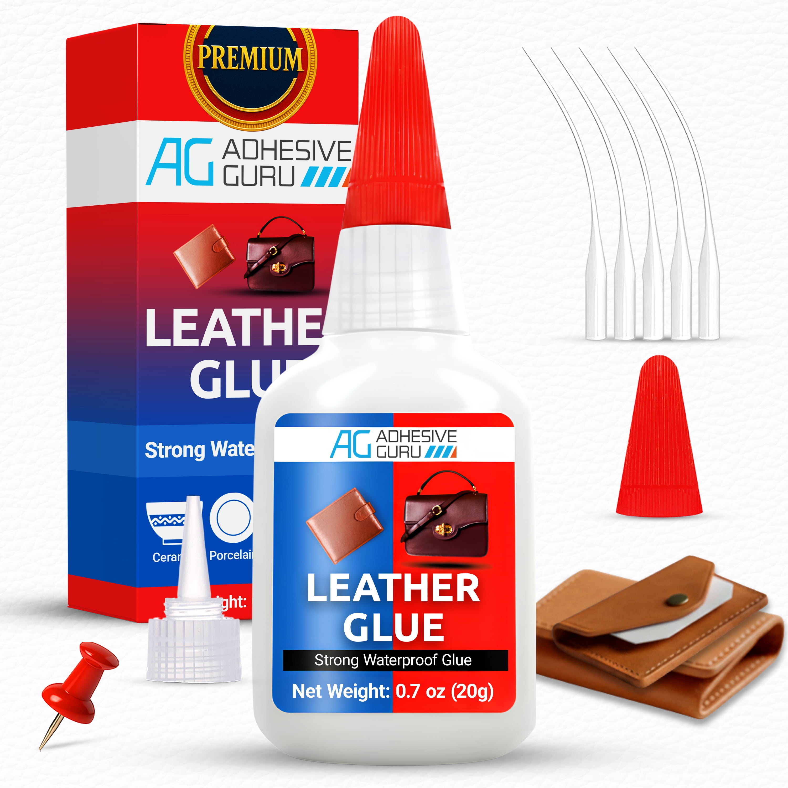 Adhesive Guru Leather Glue (0.7 oz) Waterproof,Super Glue for Purses ...