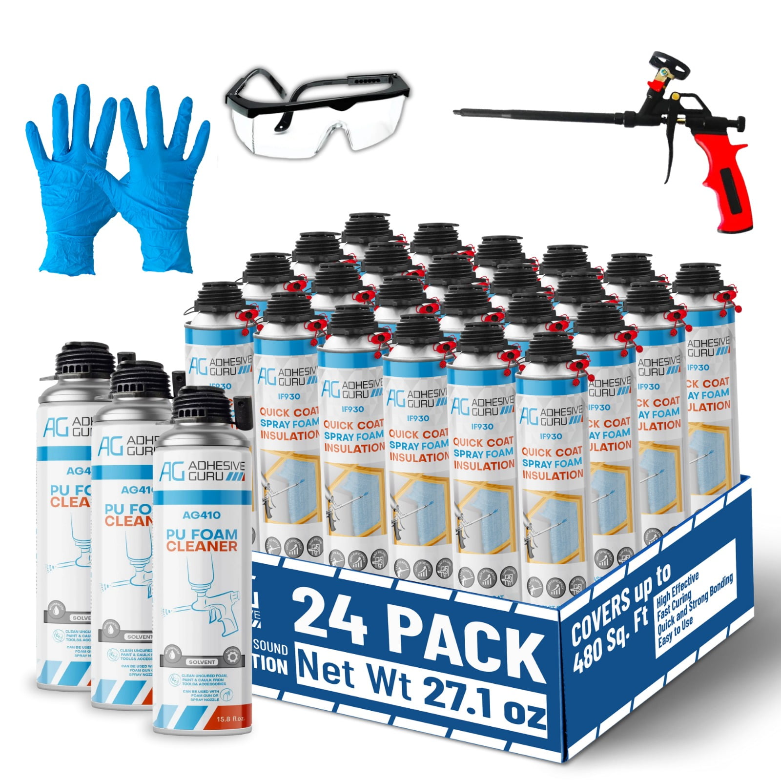 Adhesive Guru Spray Foam Insulation Kit (24 x 27.1 oz / 480 sq ft ...
