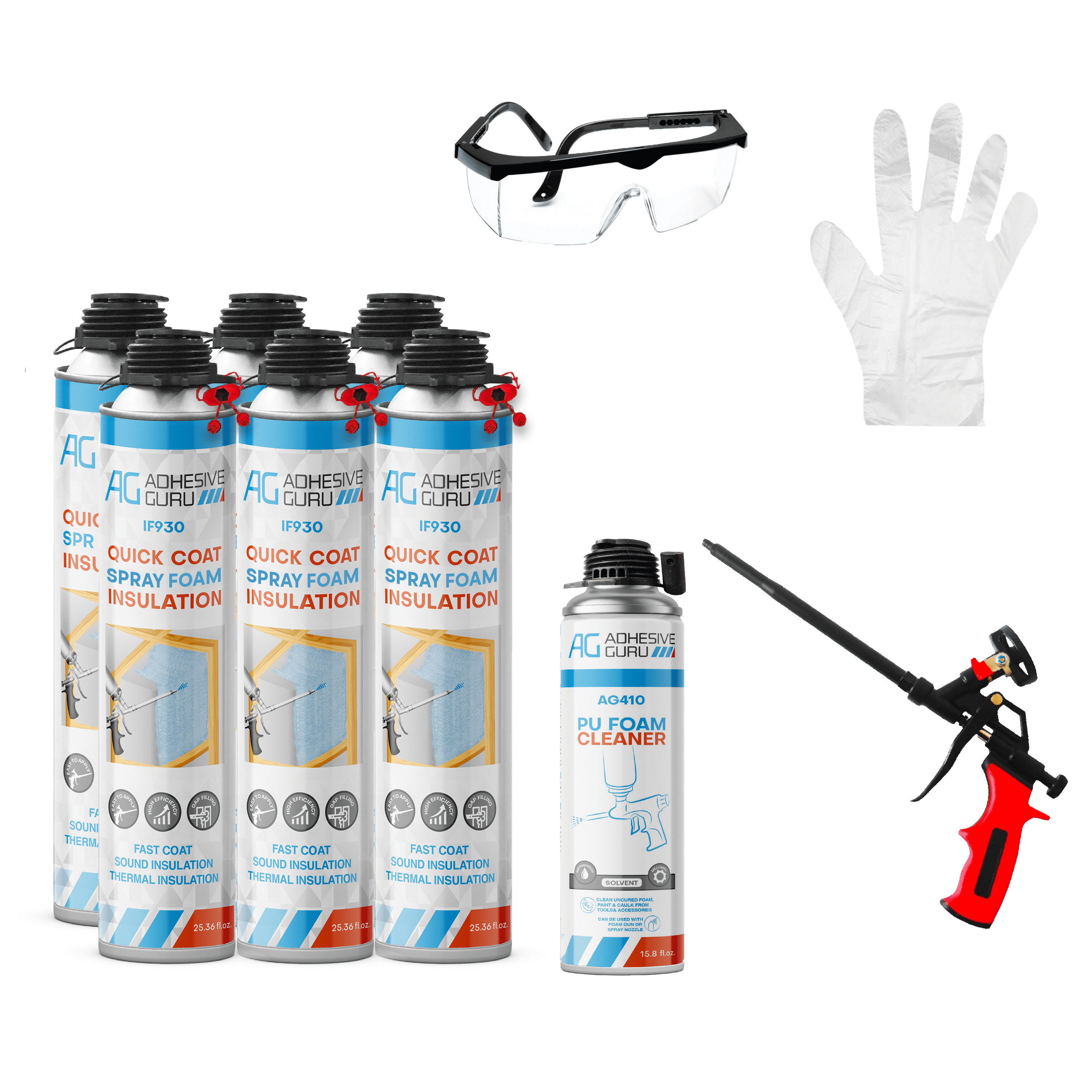 Adhesive Guru Spray Foam Insulation Kit (6 x 27.1 oz), Polyurethane ...