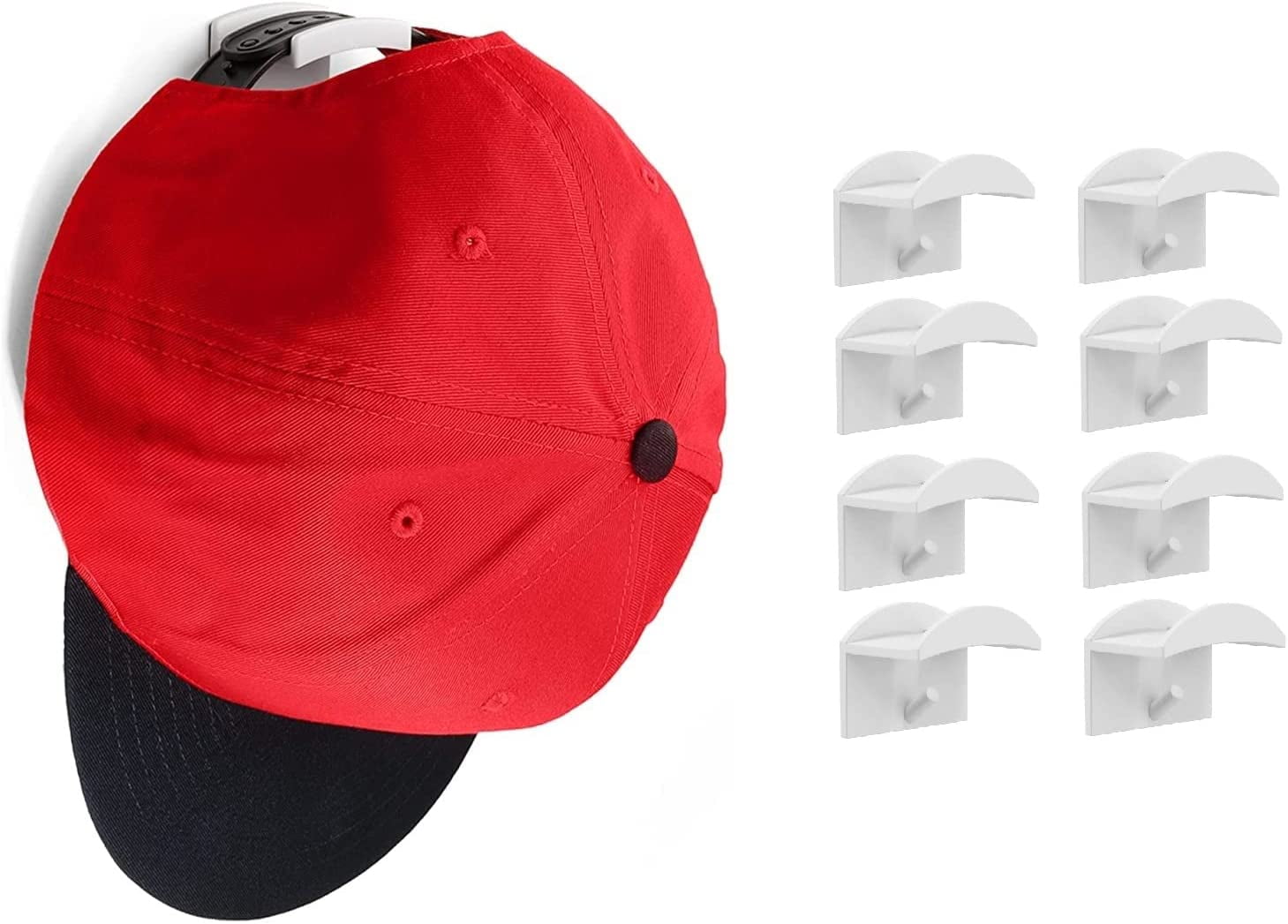 Adhesive Hat Hooks for Wall - Floating, Hidden, Double Hook Hat Mounts ...