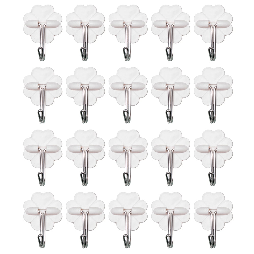 Adhesive Hook 20Pcs White Plasticshaped Damage-Free Hanging Wall Hooks ...