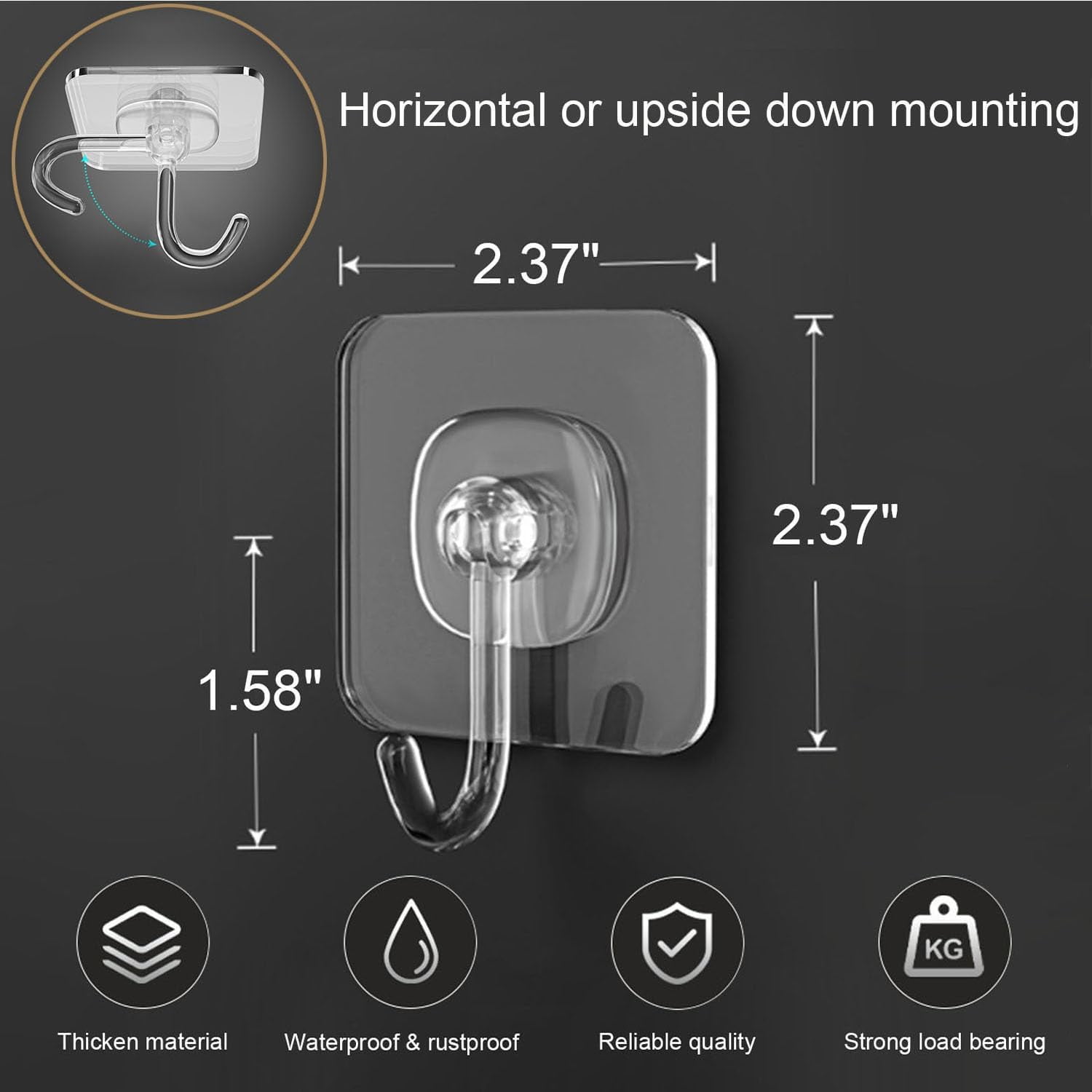 Adhesive Hook, 24 Pack Hold 30Lb(Max) Heavy Duty Sticky Hooks, Damage ...