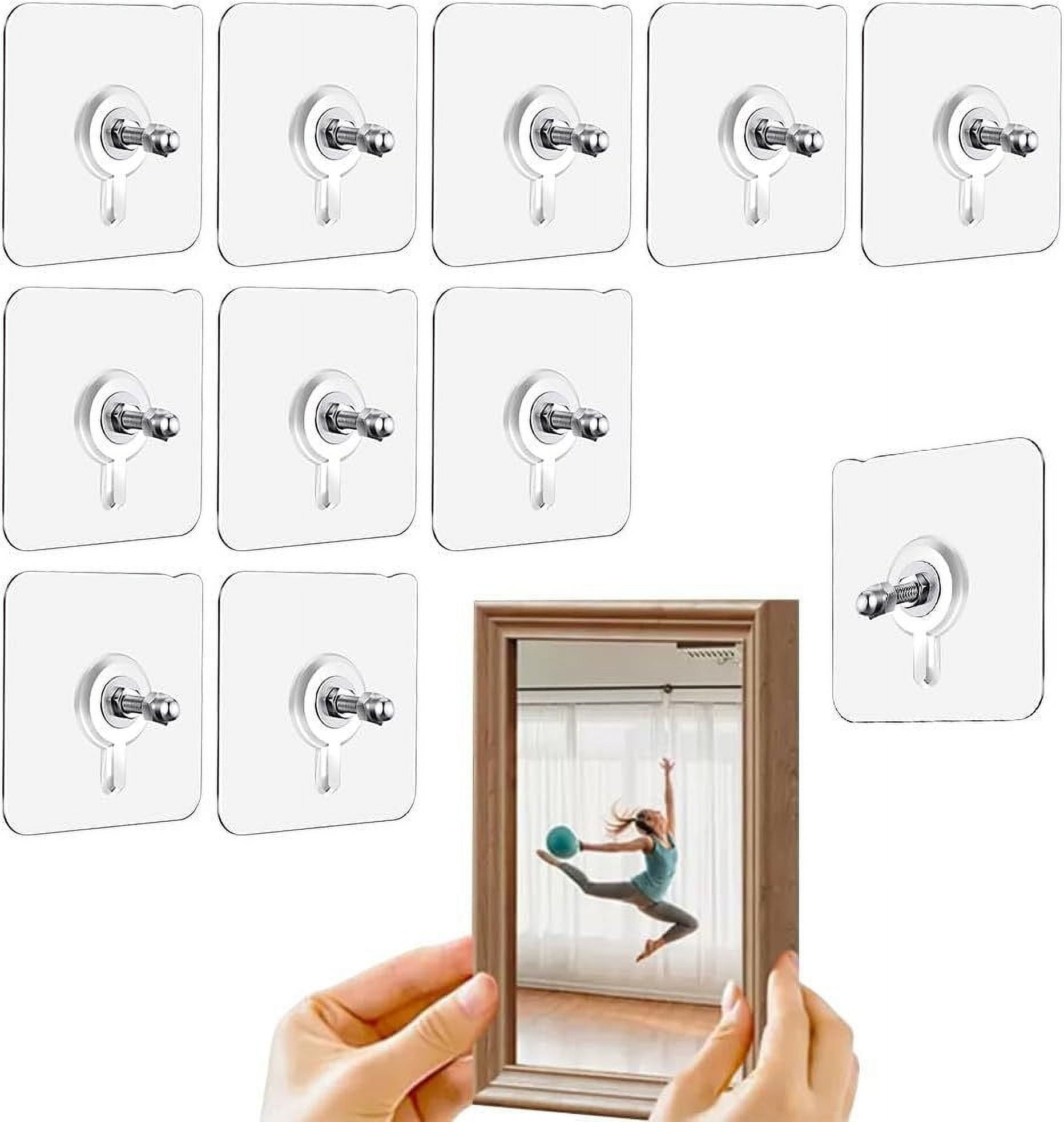 Adhesive Hooks 10-Pack, Heavy Duty Wall Hooks with Stainless Steel ...