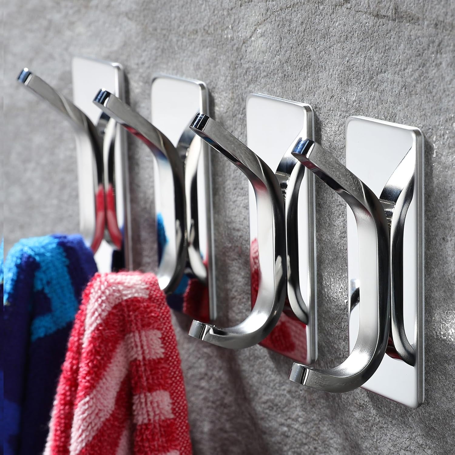 Adhesive Hooks -4 Packs Wall Hooks for Hanging Towels, Clothes, Robes ...